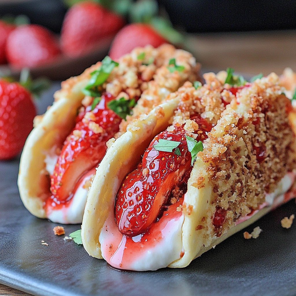 Amazing Strawberry Crunch Cheesecake Tacos for Dessert Lovers