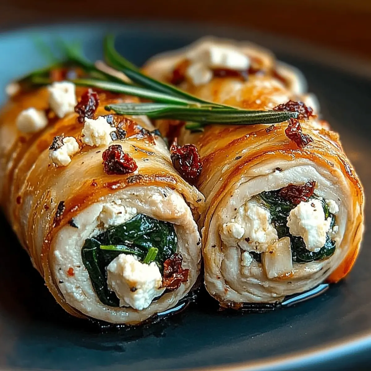 Rolled Up Chicken with Feta, Spinach, and Sun-Dried Tomatoes