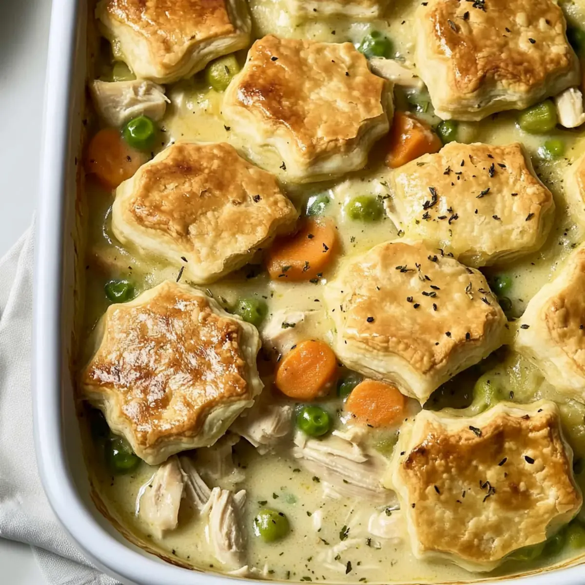 Easy Chicken Pot Pie Casserole Recipe with Biscuits
